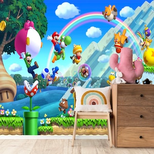 Mario Games Wall Mural: Peel and Stick Removable Wallpaper - Etsy