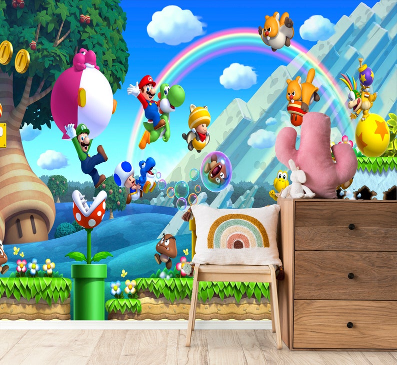 Mario Games Wall Mural: Peel and Stick Removable Wallpaper - Etsy