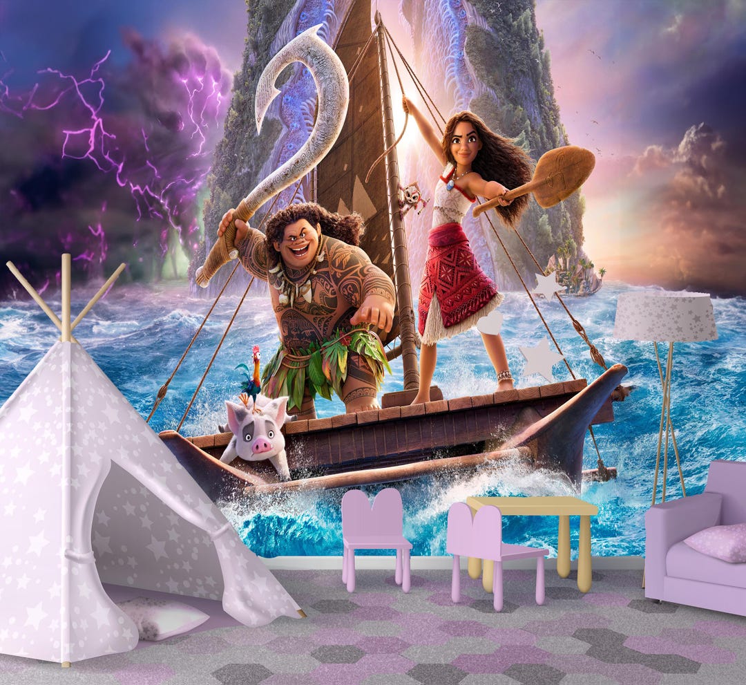 Moana Wall Mural: Peel and Stick Nursery Wallpaper - Etsy UK