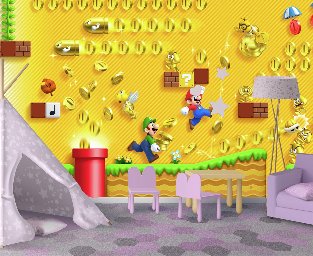 Super Mario Wallpaper Mural / Removable Traditional Peel Stick - Etsy