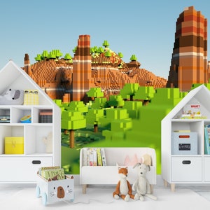 Minecraft Map Wallpaper Wallpaper for Kids Room / Removable Traditional ...