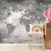 Children's World Map With Cute Animals on a Gray Background, World Map ...