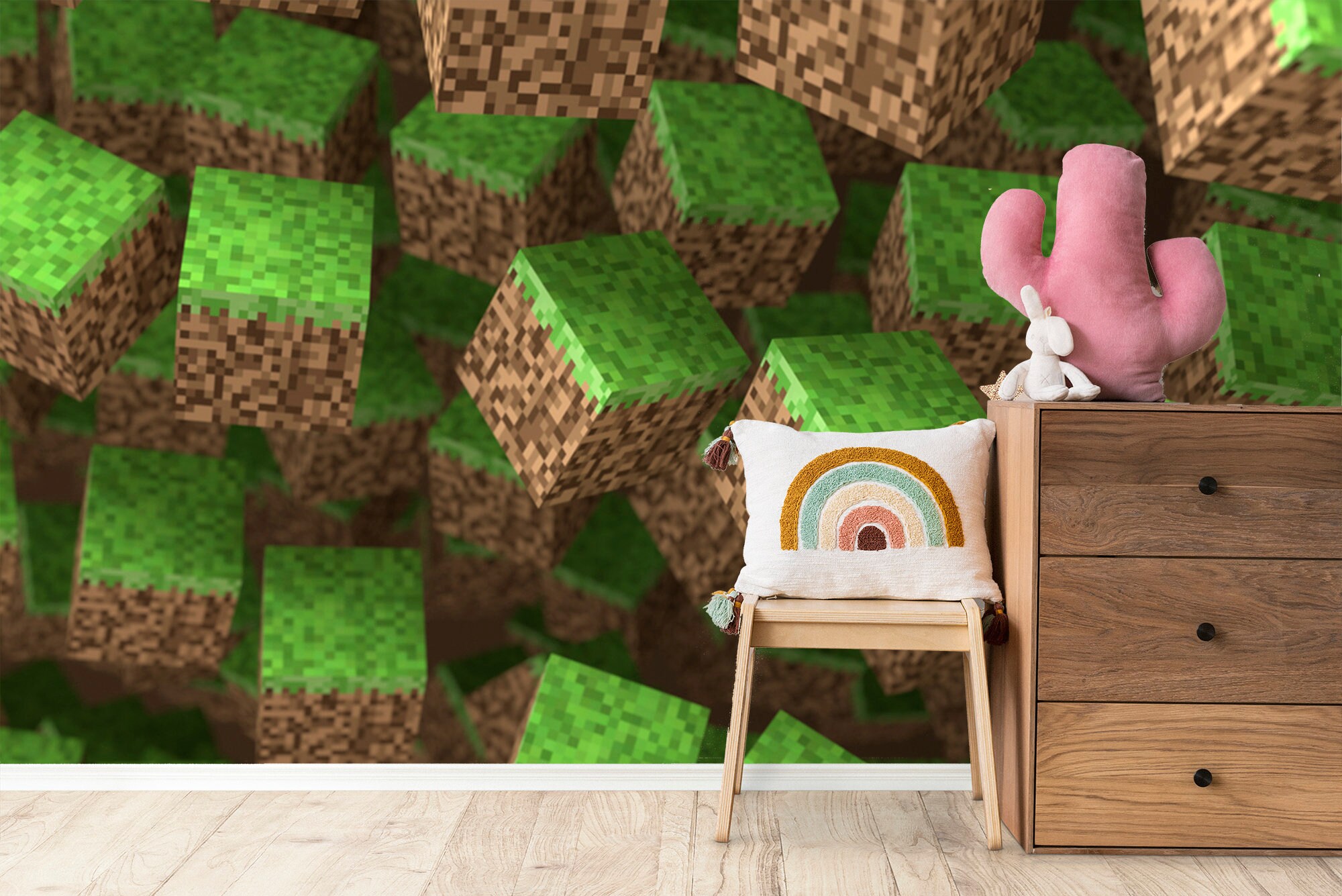 Minecraft Cube Wallpaper Wallpaper for Kids Room / Removable ...