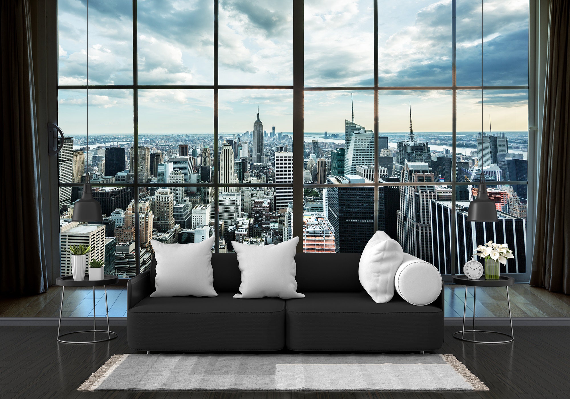 NYC Skyline Wallpaper: Manhattan Window View 3D Digital Print - Etsy