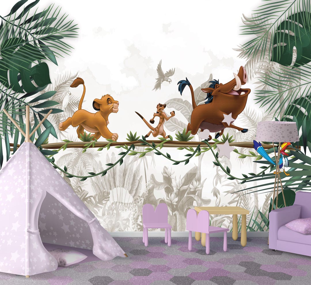 Lion King Kids Wallpaper Animals Wall Mural Nursery Room , Removable ...