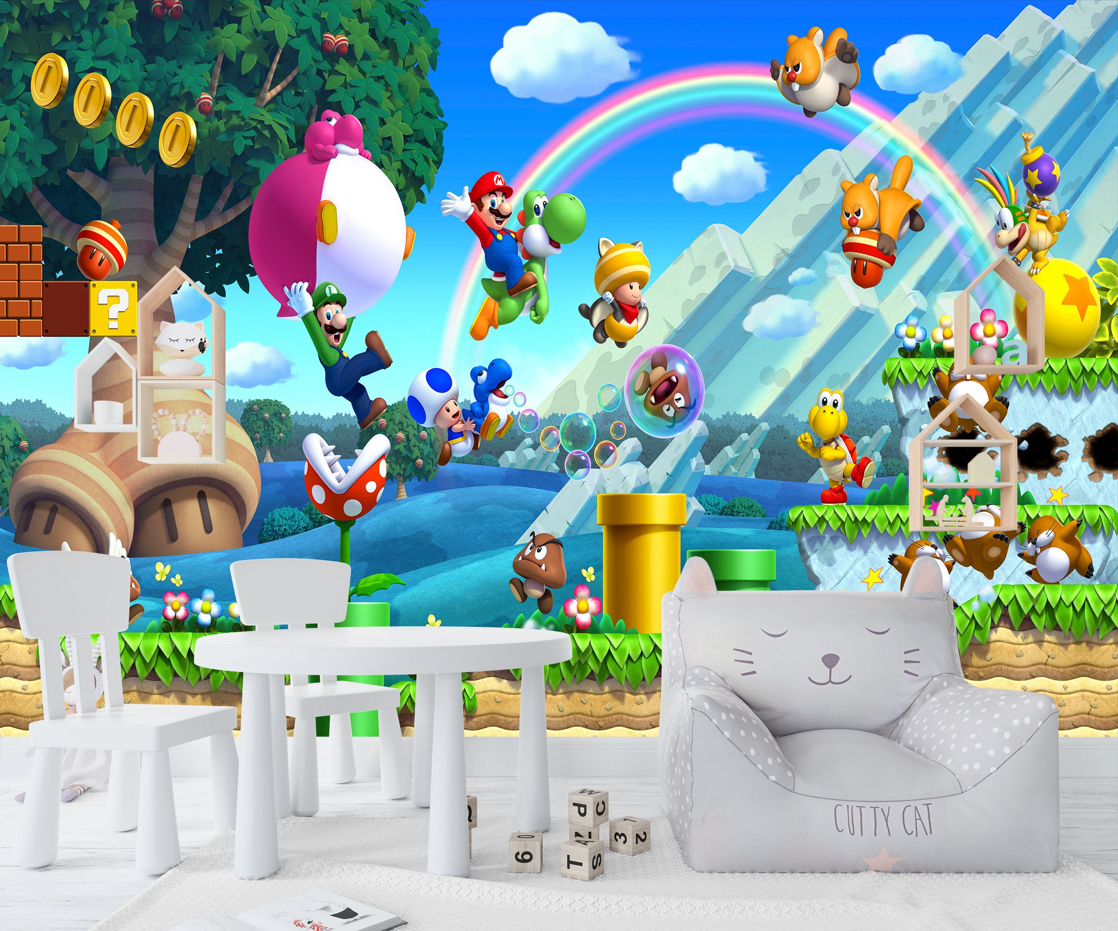 Mario Games Wall Mural: Peel and Stick Removable Wallpaper - Etsy