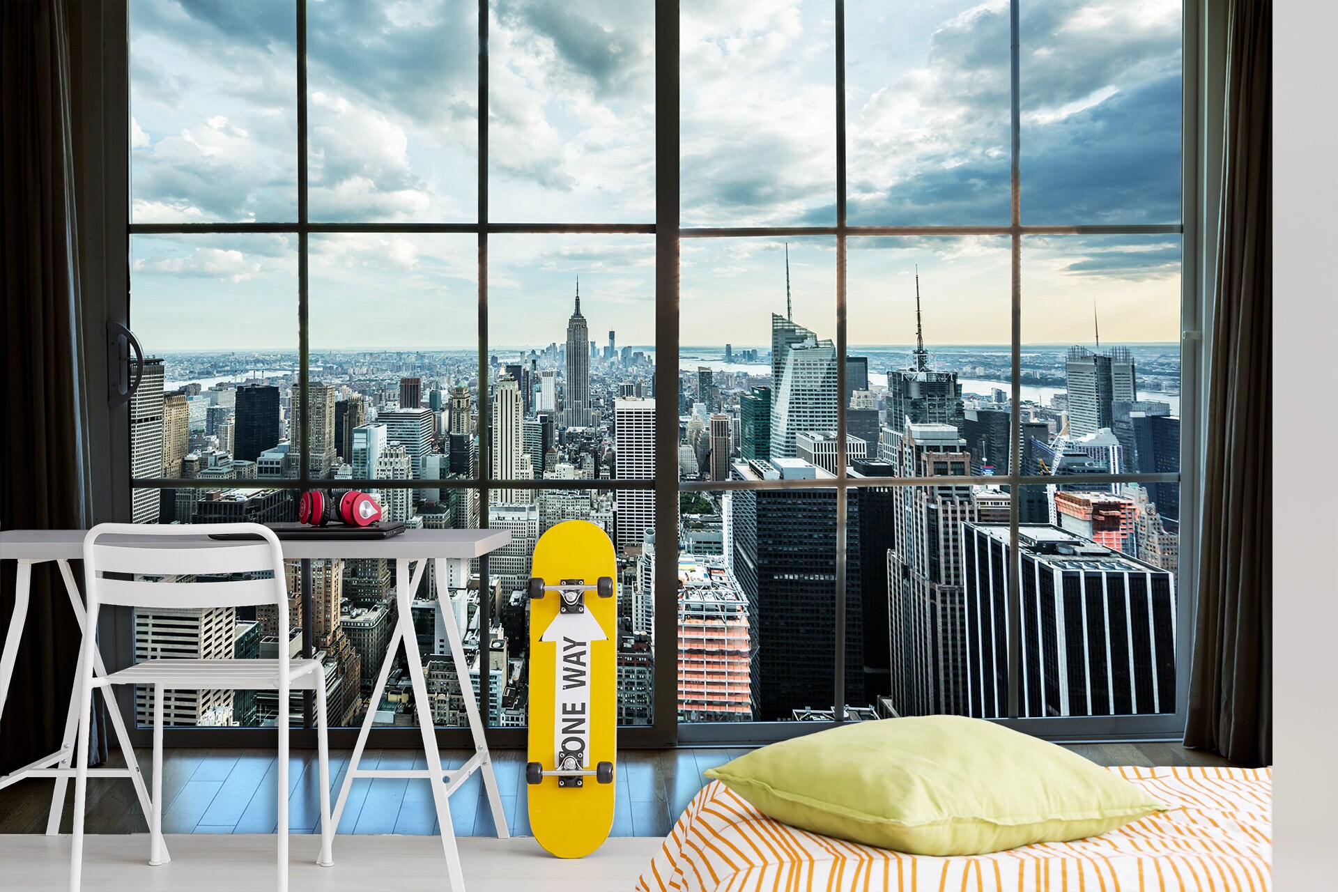 NYC Skyline Wallpaper: Manhattan Window View 3D Digital Print - Etsy