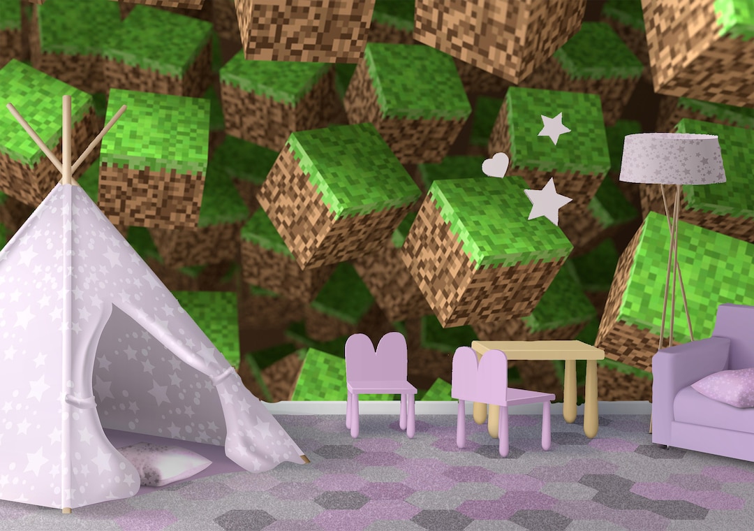 Minecraft Cube Wallpaper Wallpaper for Kids Room / Removable ...
