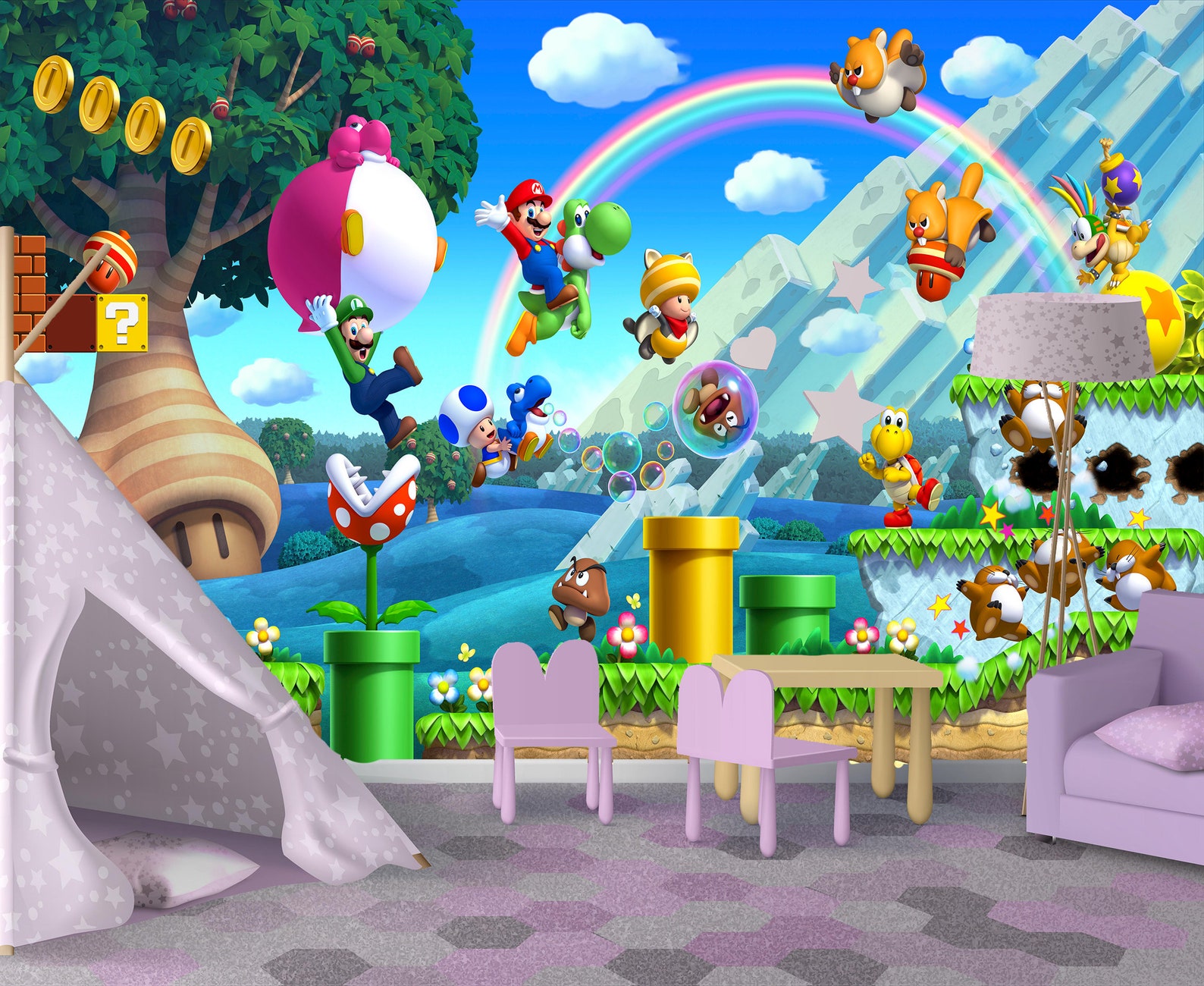 Mario Games Wall Mural: Peel and Stick Removable Wallpaper - Etsy