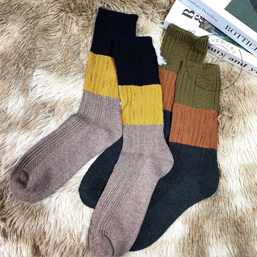 Colorful Knit Socks, Cozy Boot Socksn Vintage Striped Socks, Thick ...