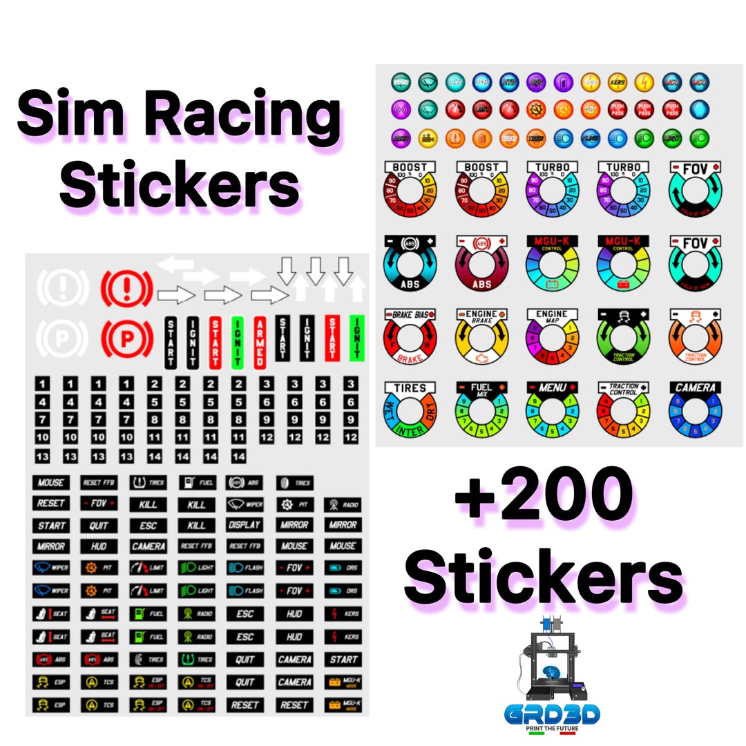 Sim Racing Stickers, 203 Pcs. for Steering Wheels and Button Box - Etsy
