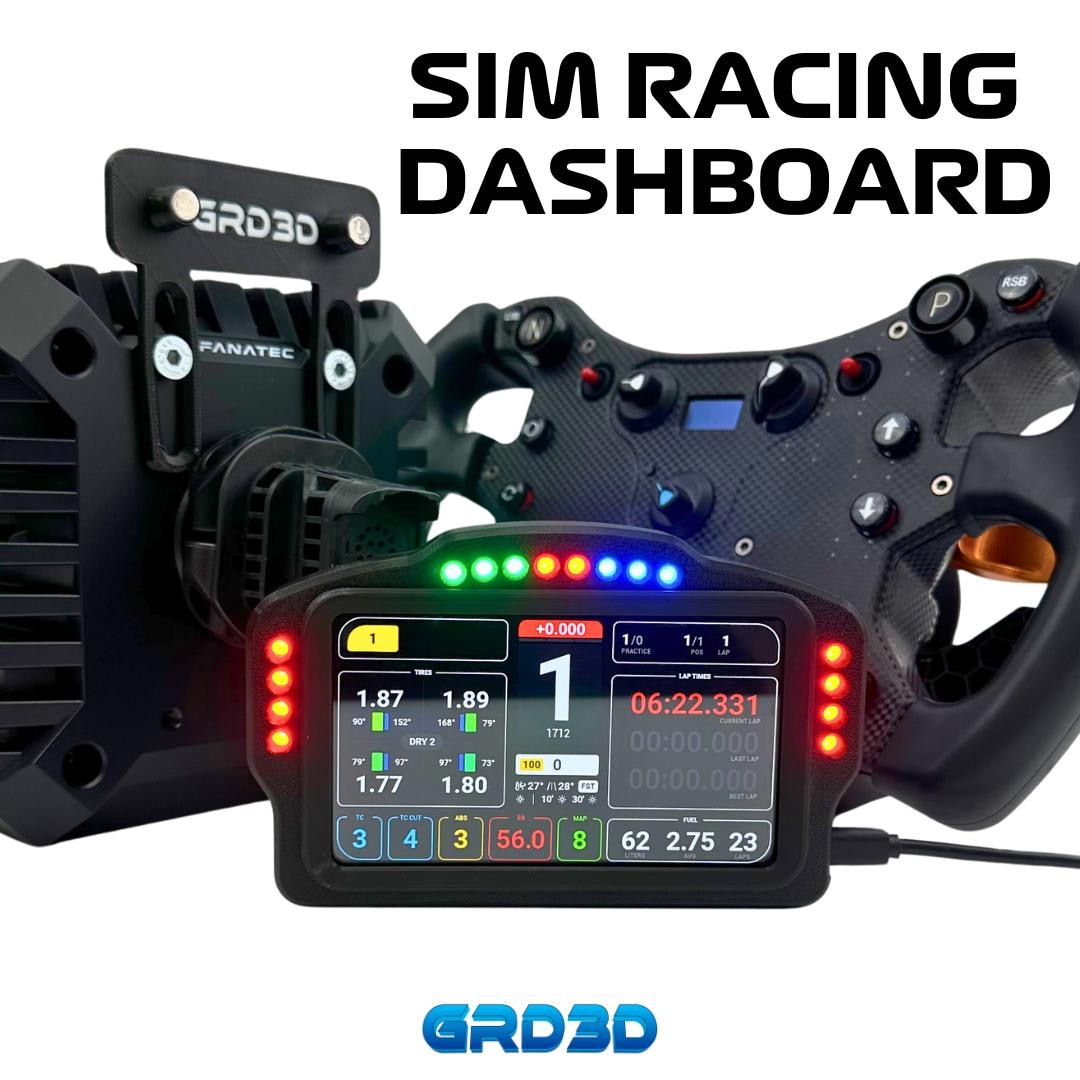 GRD3D Sim Racing Dashboard - 5-inch Touch Display, 16 RGB Leds for RPM ...