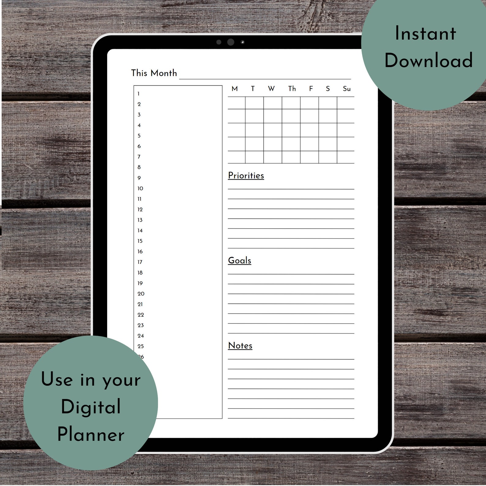 Undated Monthly Overview Planner Printable Overview on One Page ...