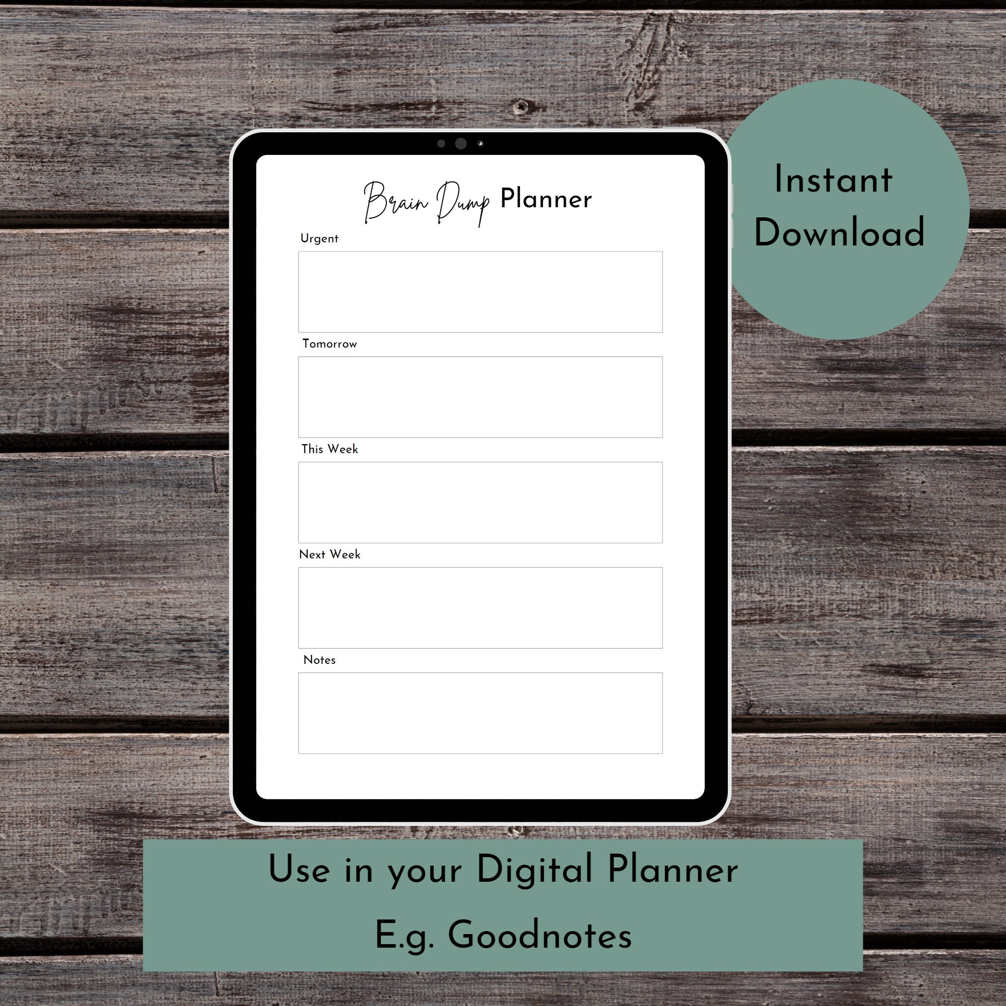 Printable Brain Dump Planner - Digital Planner - Goodnotes Planner ...
