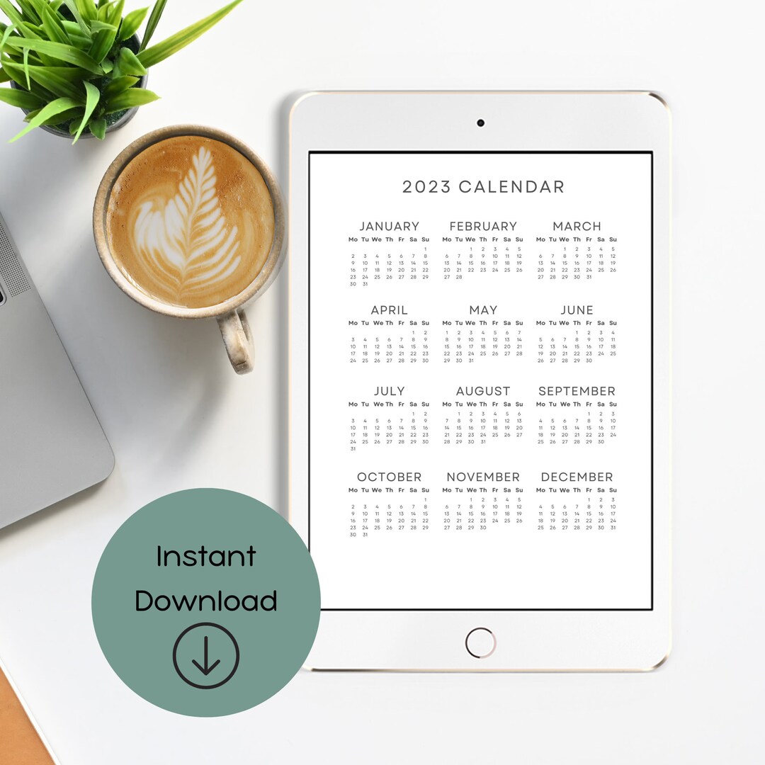 2023 Printable Calendar, Monochrome, A4, A5, Classic Happy Planner ...