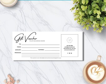 Feminine Editable Gift Voucher Template Canva, Printable Gift ...