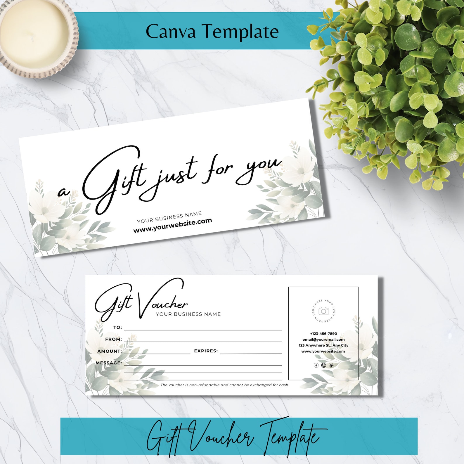 Editable Gift Voucher Template Canva, Printable Gift Certificate ...