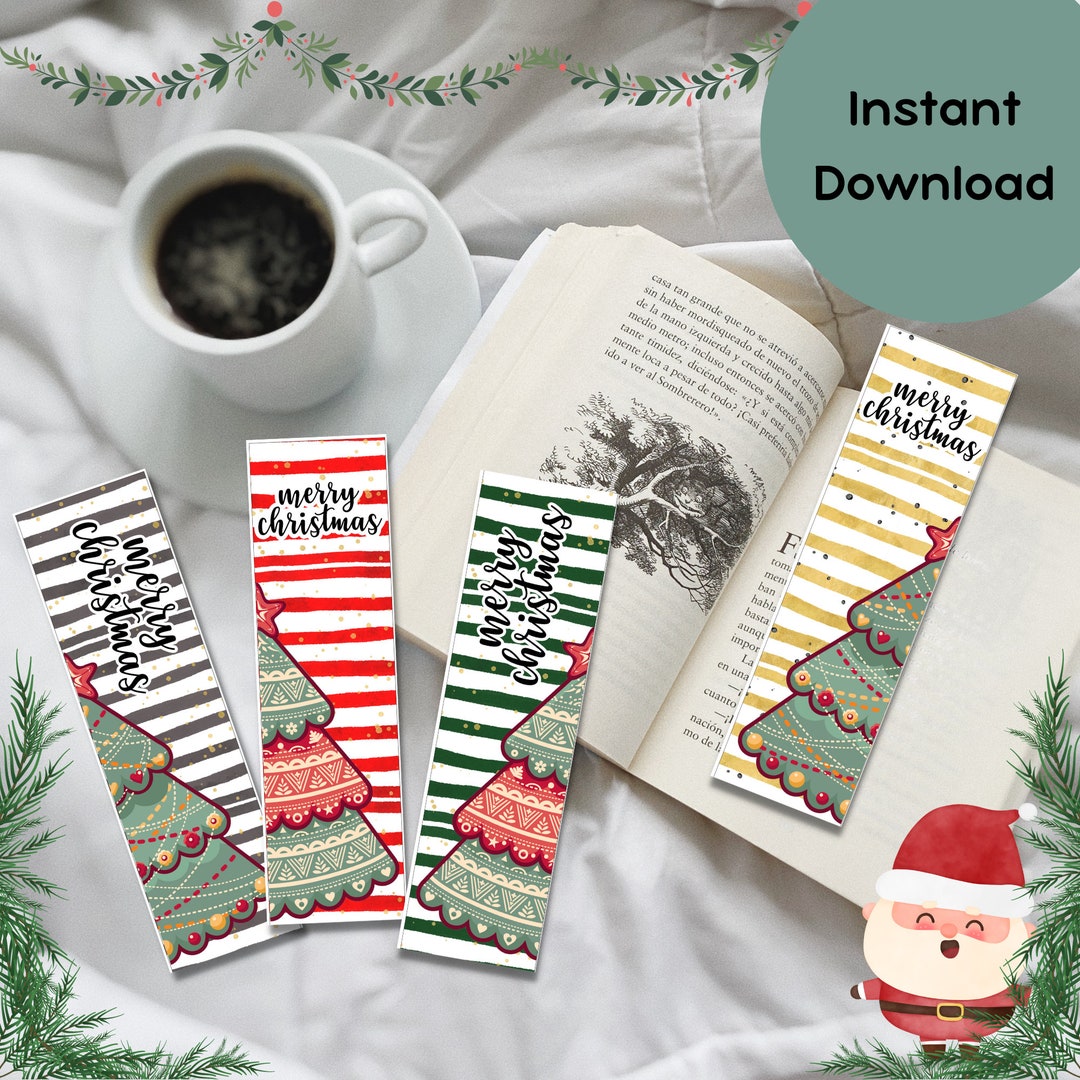 Printable Bookmark, Christmas Tree Bookmark, Instant Download, Digital ...