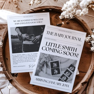 Newspaper Baby Announcement Template, Pregnancy Announcement Digital ...