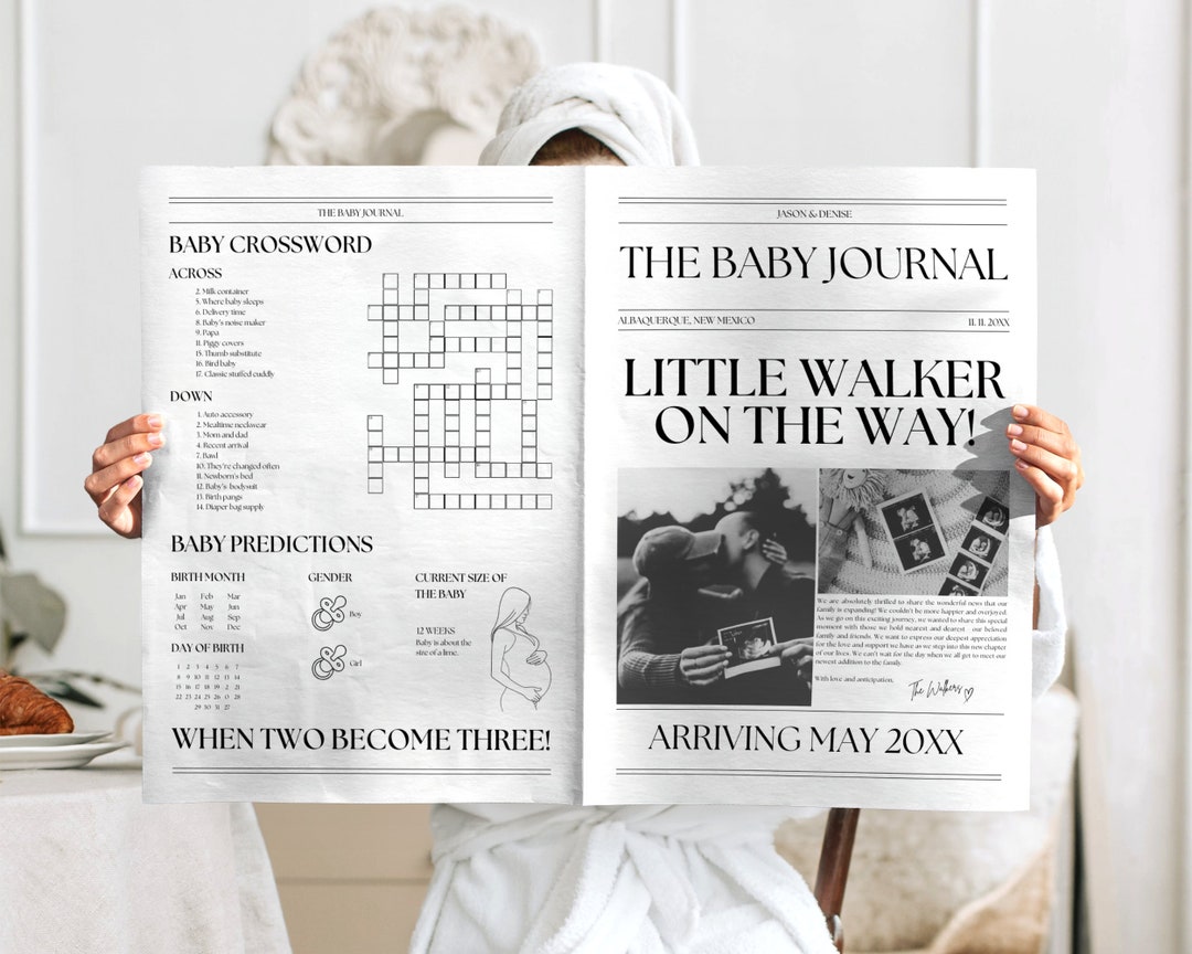 Newspaper Baby Announcement Template, Canva Newspaper Pregnancy ...