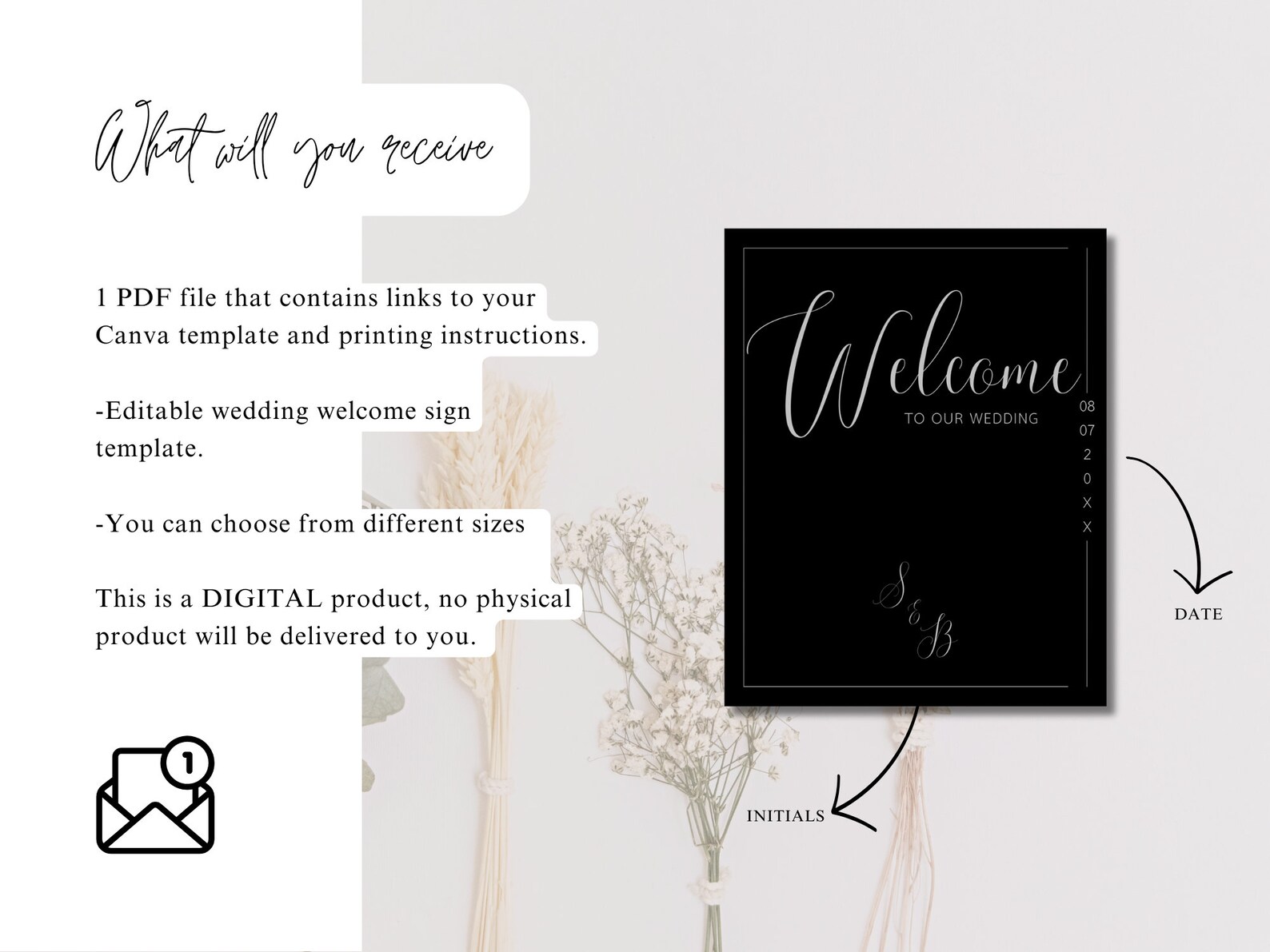 Wedding Welcome Sign Template Canva, Modern Welcome Signs Printable ...
