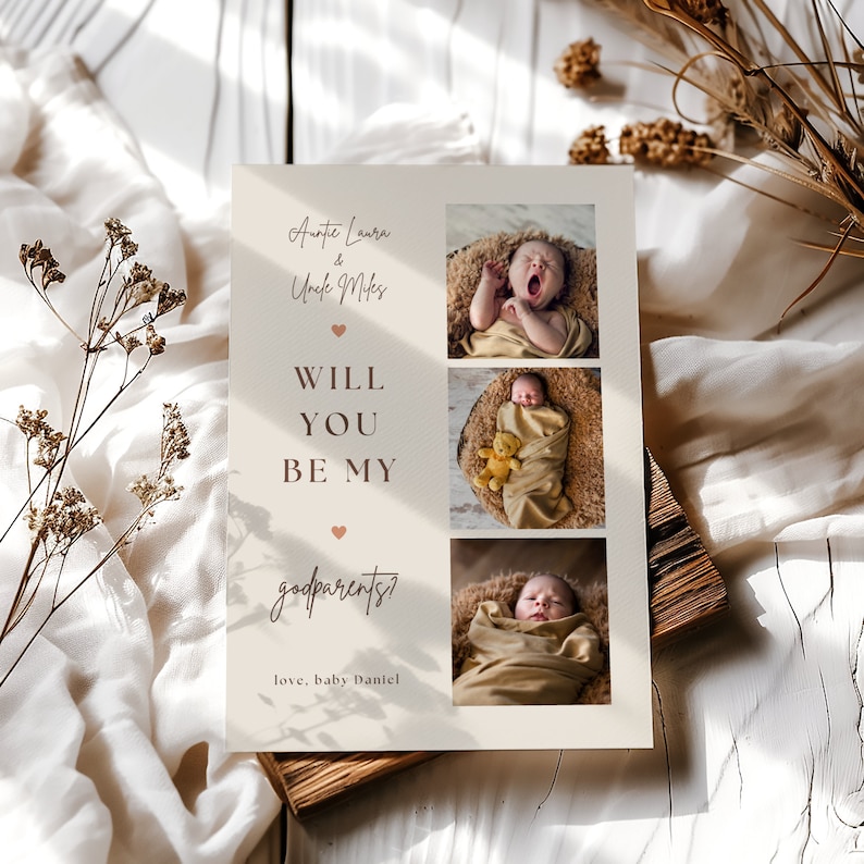 Godparent Proposal Card Template: Editable Photo Card (digital Download ...