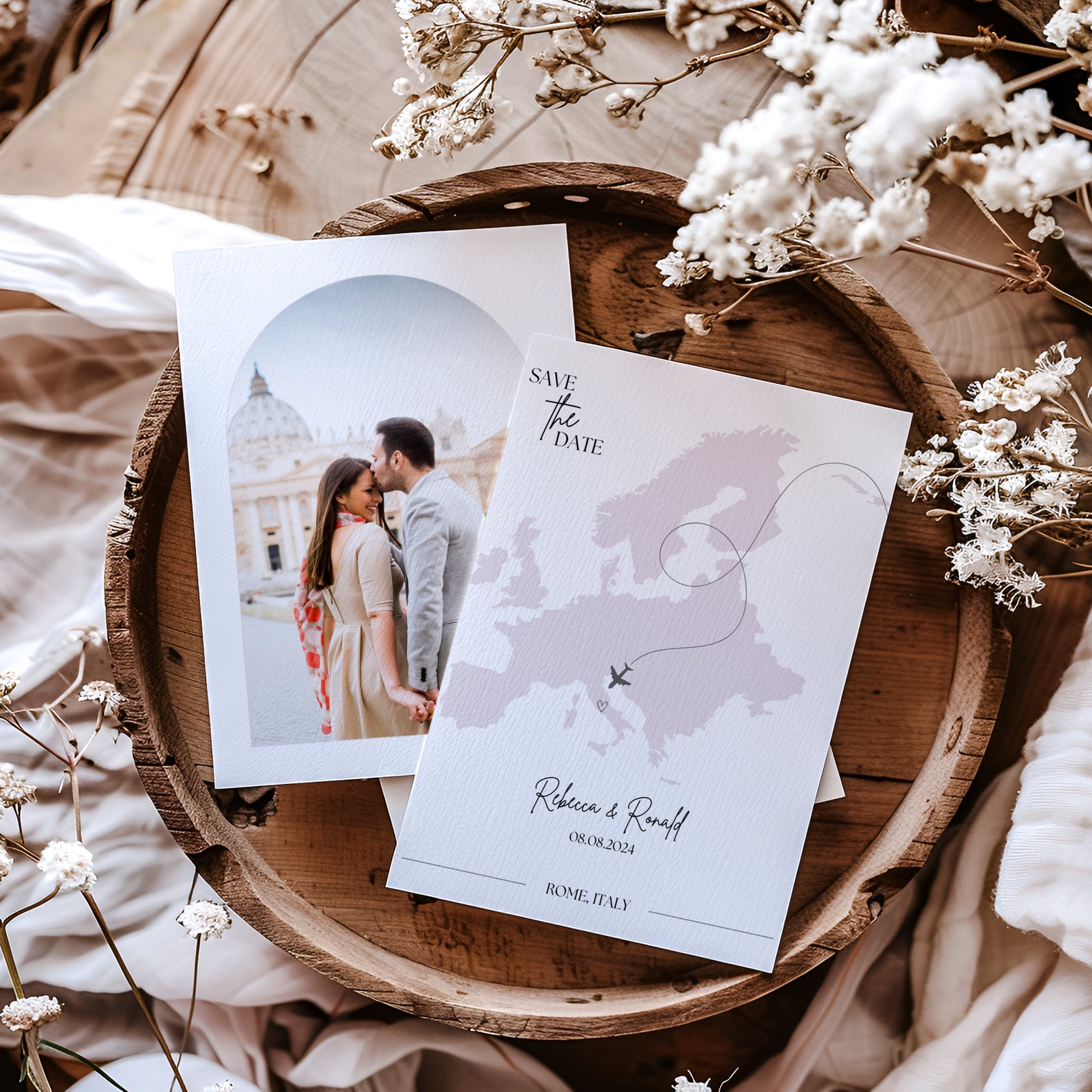 Save the Date Destination Wedding Template Canva, Printable World Map ...