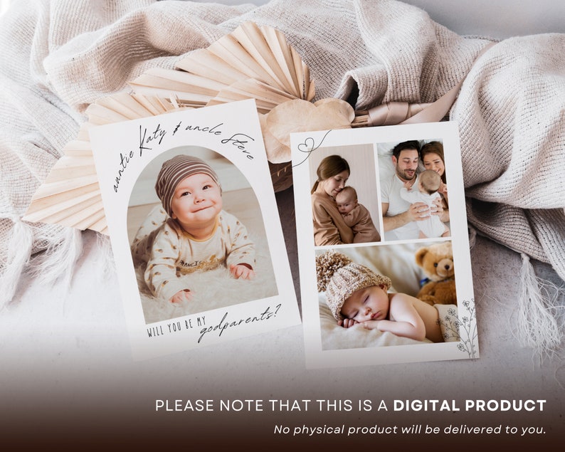 Godparent Proposal Card With Photo, Modern Godmother Proposal Editable ...