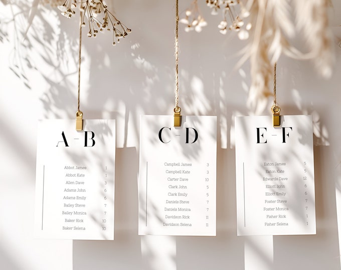 Seating Chart With Cards Alphabetical, Seating Chart by Last Name ...