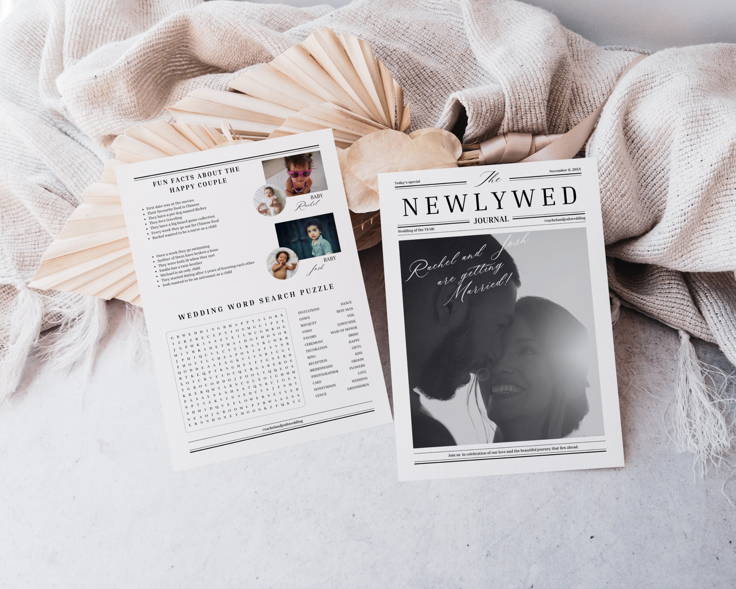 Large Wedding Day Newspaper, Printable Folded Ceremony Program ...