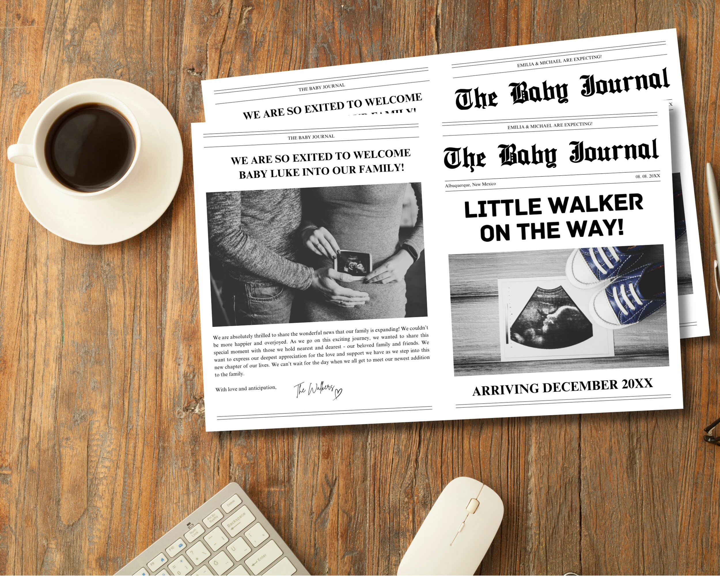 Newspaper Baby Announcement Template Canva, Newspaper Pregnancy ...