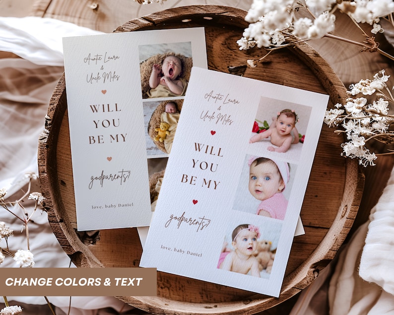 Godparent Proposal Card Template: Editable Photo Card (digital Download ...