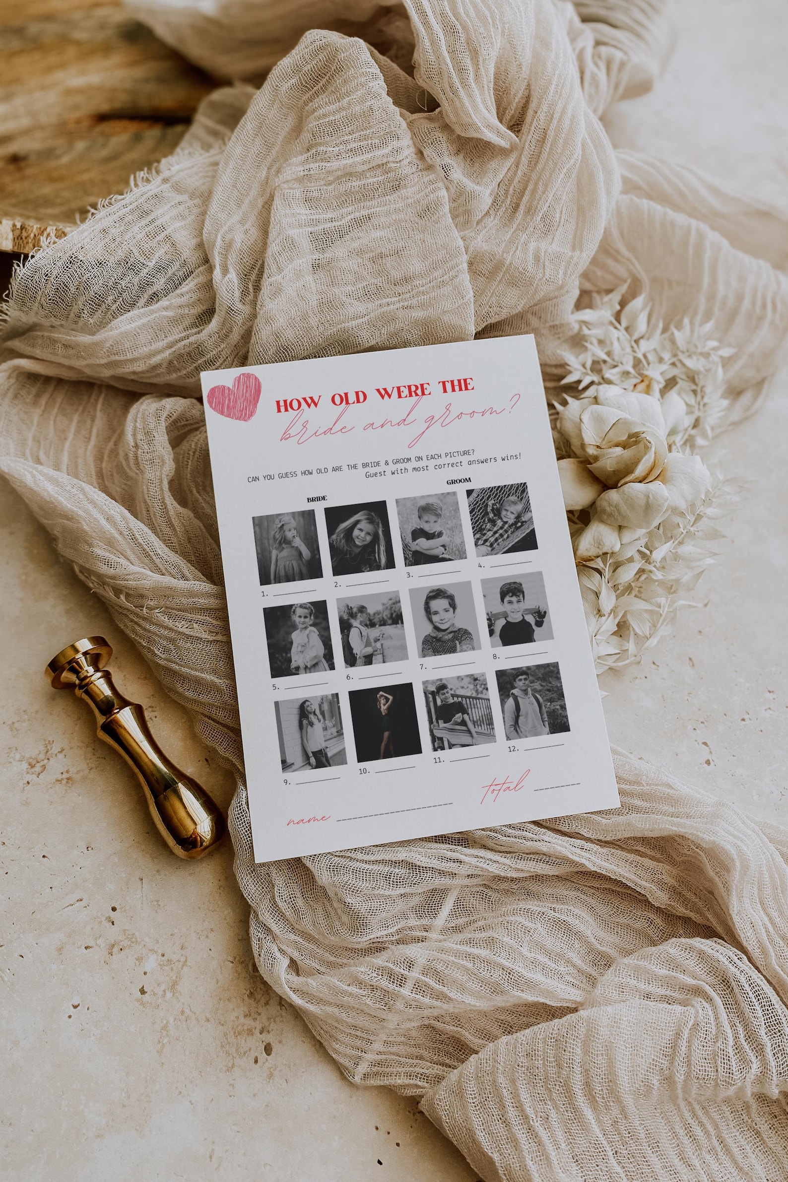 How Old Were They Game Template, Retro Bridal Shower Activity ...