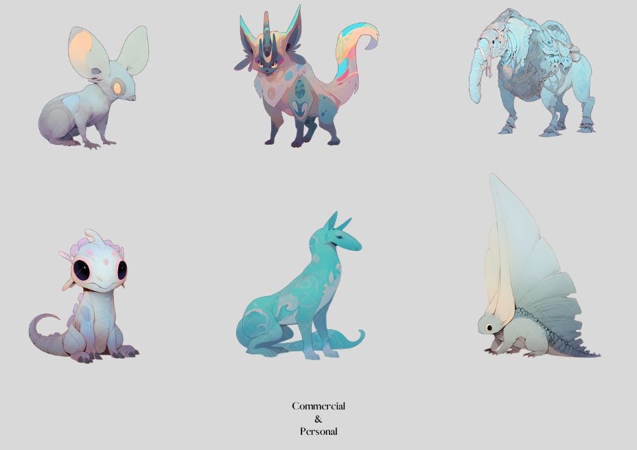 Alien Pets Clip Art, 12 Transparent PNG Images, Plus Bonus Pet - Etsy