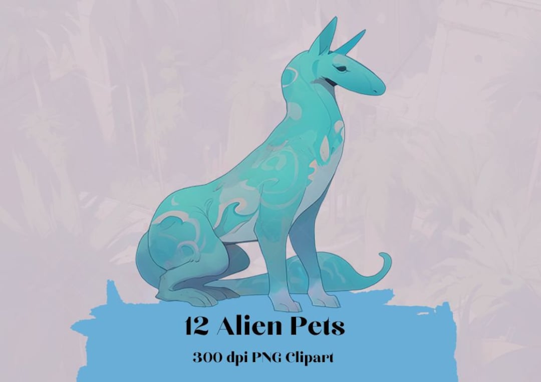 Alien Pets Clip Art, 12 Transparent PNG Images, Plus Bonus Pet - Etsy