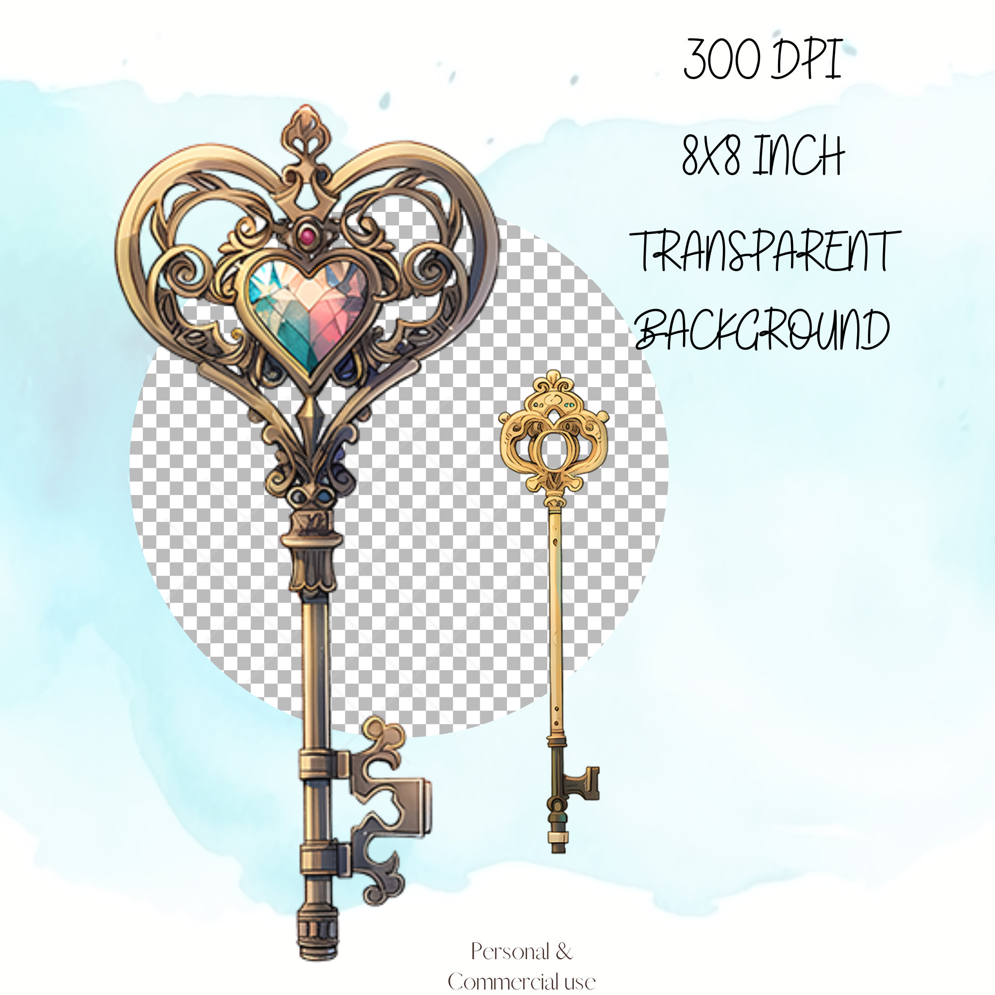 Ornate Key Collection, Clip Art, 12 Transparent PNG Images, Plus Bonus ...