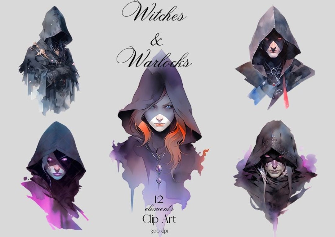 Witches & Warlocks Clip Art, 12 Transparent PNG Images, Mystical Clip Art, Halloween - Etsy