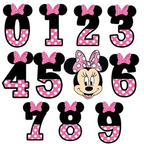 Minnie Mouse Numbers Clipart Png - Etsy