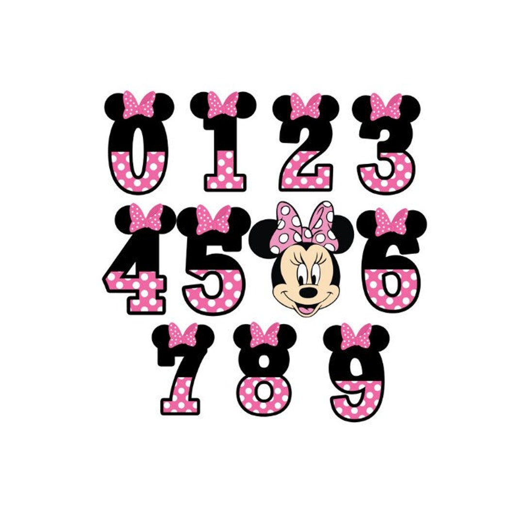 Minnie Mouse Numbers Clipart Png - Etsy