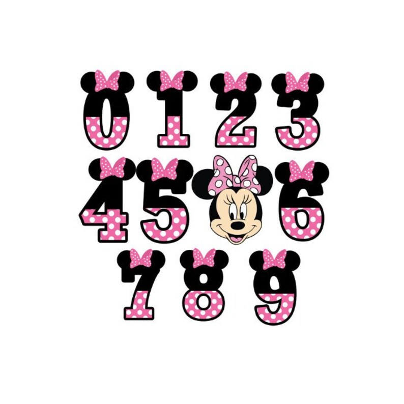 Minnie Mouse Numbers Clipart Png - Etsy