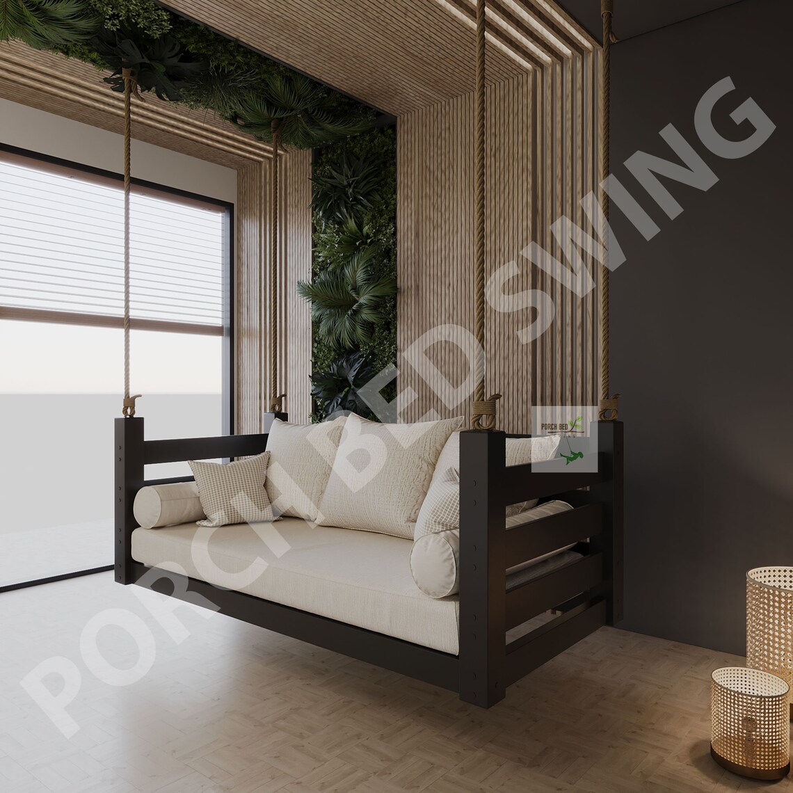 Hanging Porch Swing Bed Porch Swing Bed Pine Tree Swing Bed Twin Bed ...