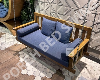 Wood Swing Bed Swing Bed Pine Tree Bed Swing Outdoor & Indoor Swing With Jute Rope Adult Swing ...