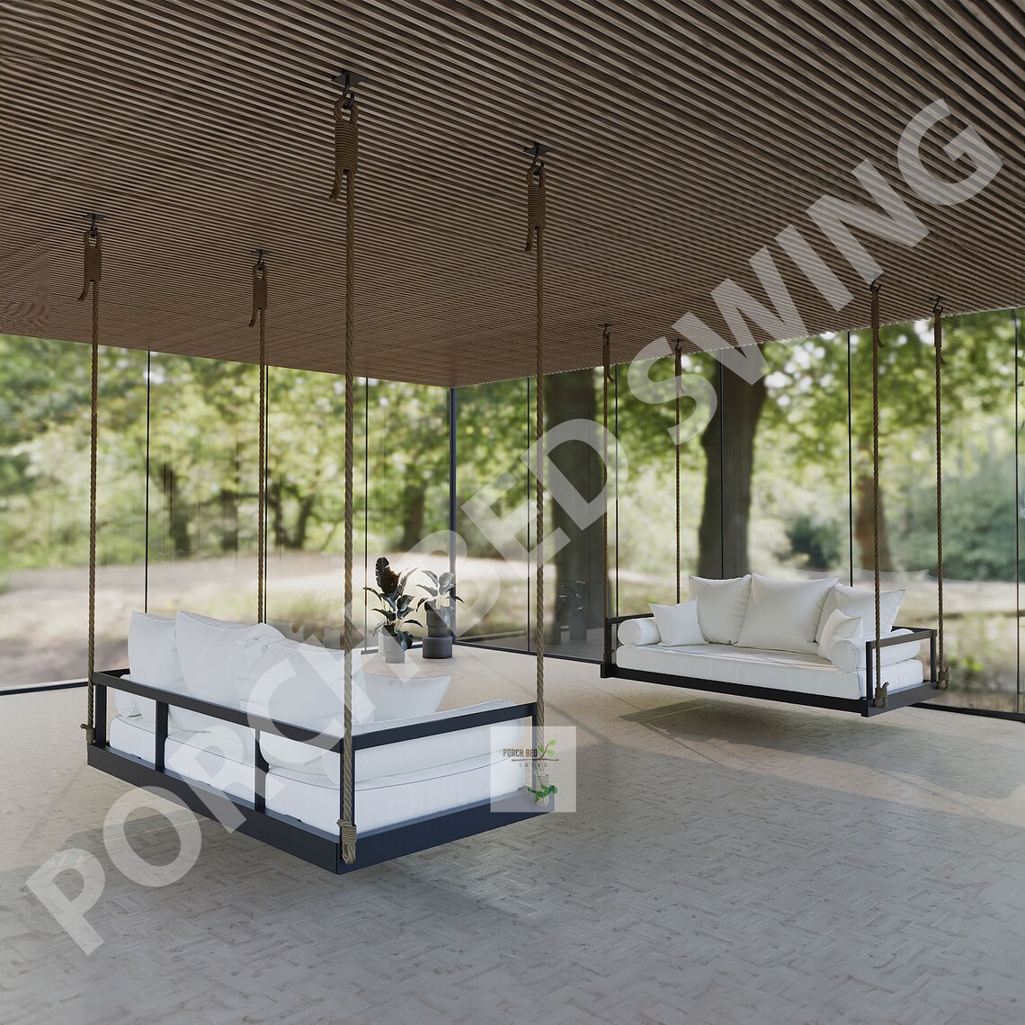 Wood Swing Bed Swing Bed Pine Tree Bed Swing Outdoor & Indoor Swing With Jute Rope Adult Swing ...