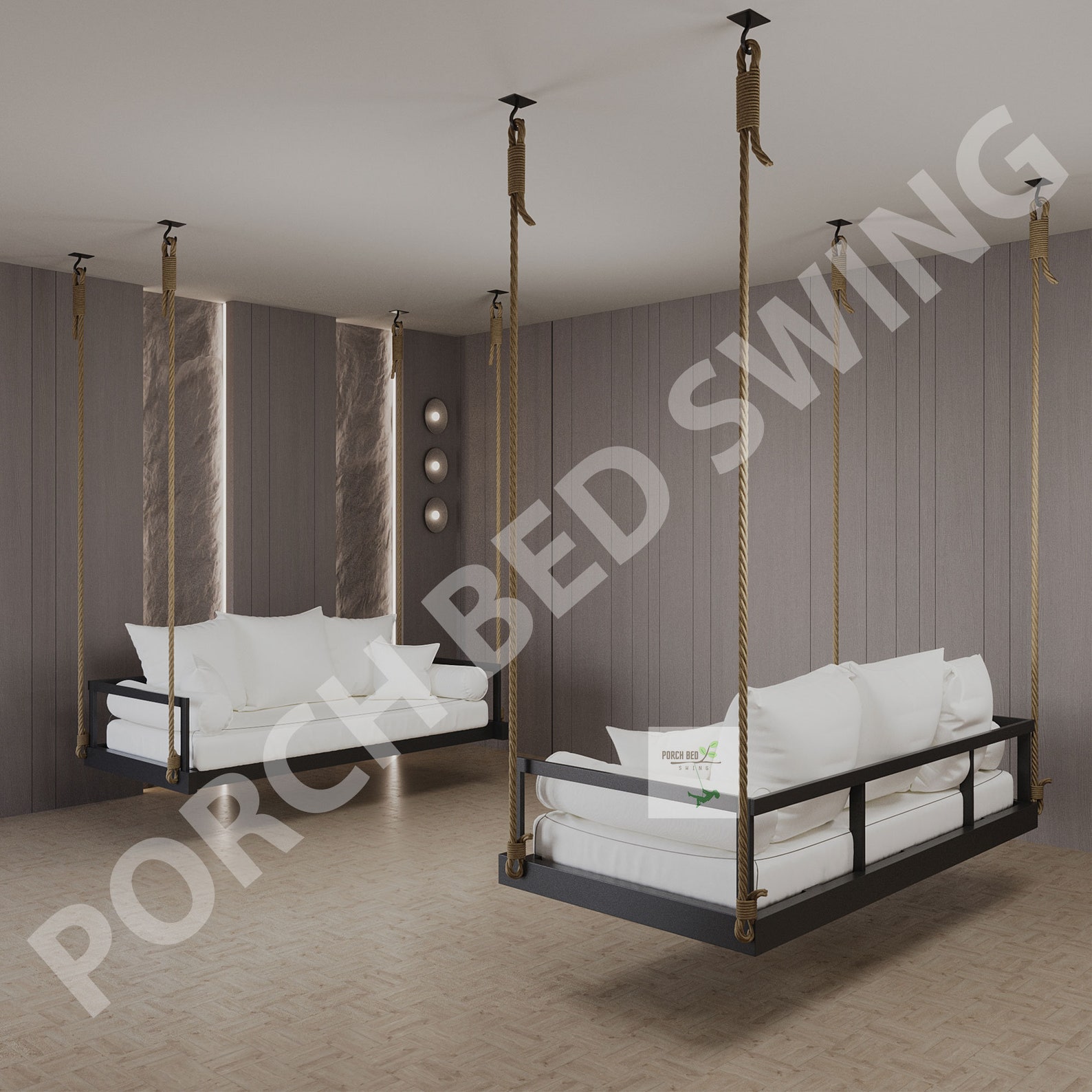 Wood Swing Bed Swing Bed Pine Tree Bed Swing Outdoor & Indoor Swing With Jute Rope Adult Swing ...