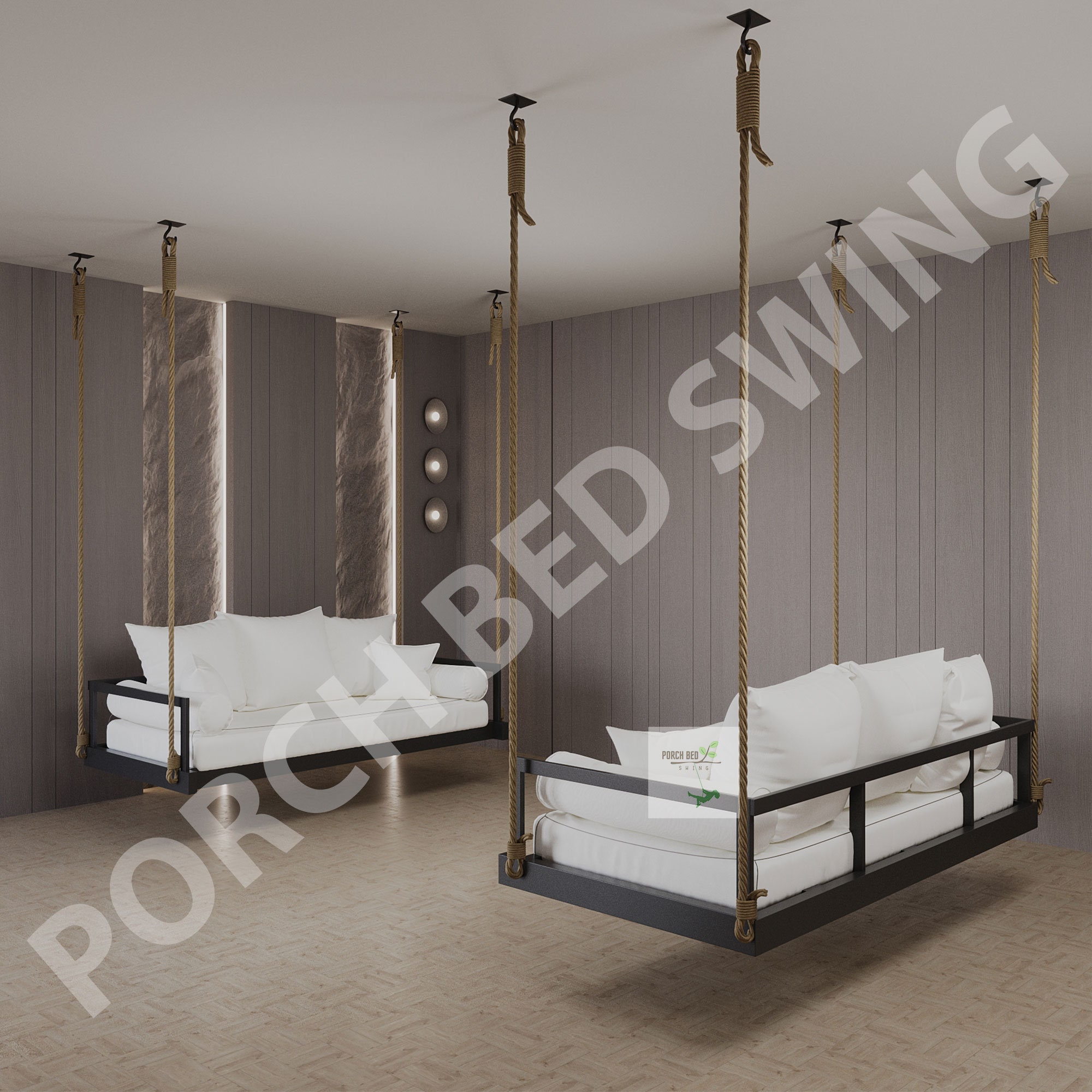 Wood Swing Bed Swing Bed Pine Tree Bed Swing Outdoor & Indoor Swing With Jute Rope Adult Swing ...