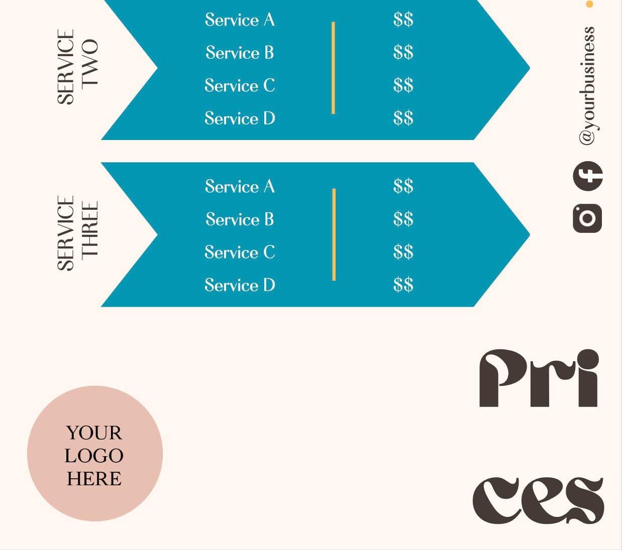 Template Price List for Business, Printable, Customisable, Canva, Small ...