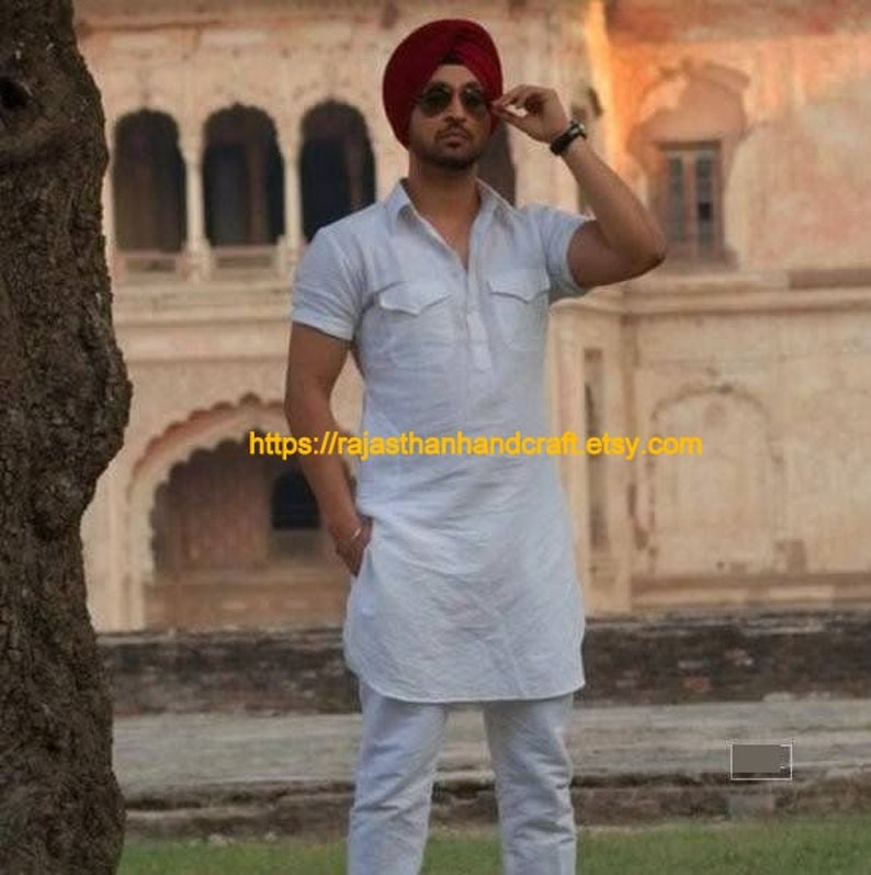Indian Shirt Traditional Punjabi Kurta Custom Stitched for Men Tunic ...