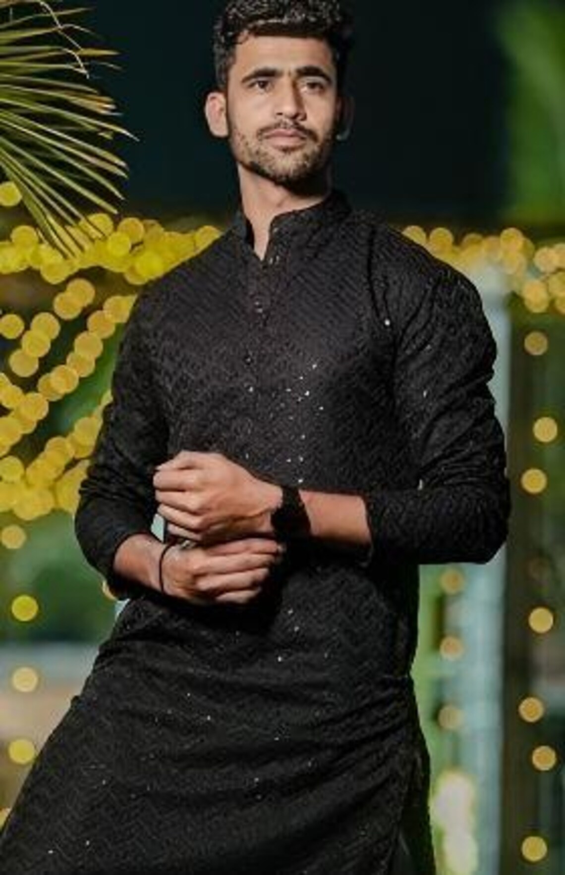 Indian Traditional Black Color Sequence Kurta Embroidered Kurta ...