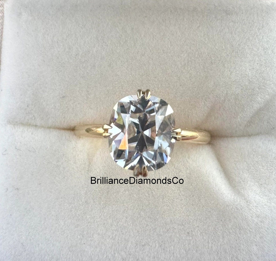 Compass-set Double Prong Hidden Halo 10X8MM Old Mine Elongated Cushion ...