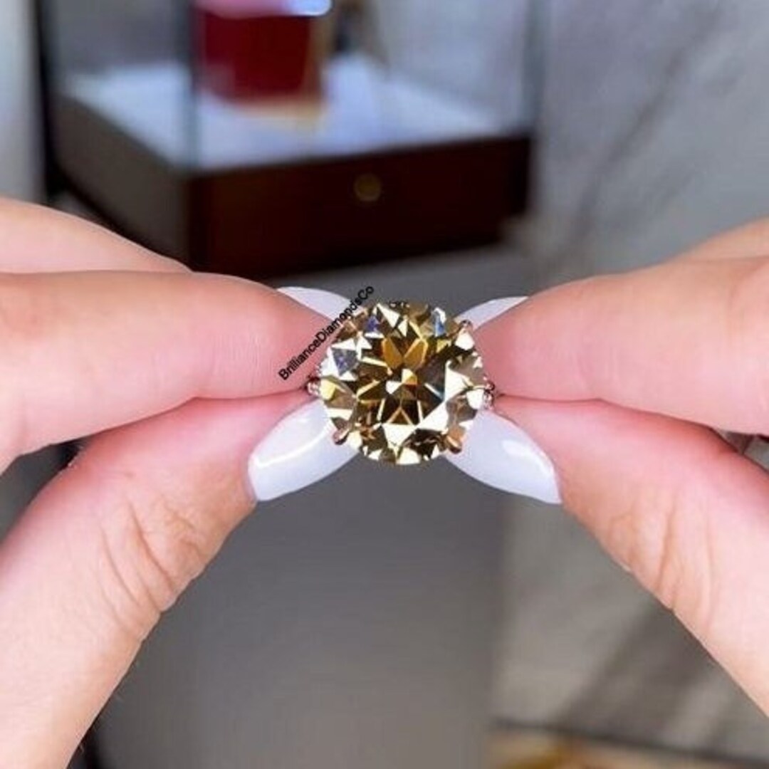 Hidden Halo With Split Shank Wedding Ring, 13 MM Round Brilliant Cut ...